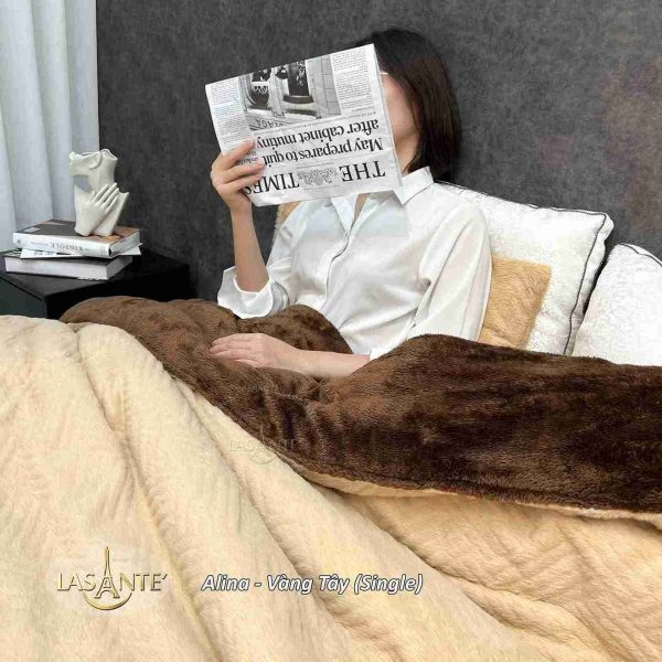 Chăn lông gấu Alina kích thước 2m1x2m4- Single - LASANTE- CHĂN GA GỐI ĐỆM